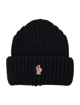 Moncler Caps & M&uuml;tzen - Wool Beanie With Logo - Gr. ONE SIZE - in Schwarz - f&uuml;r Damen
