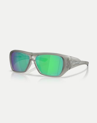 Oakley Chaminade - Lunettes de soleil rectangulaires &agrave; verres miroir verts - Gris encre mat