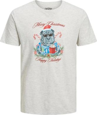 Jack & Jones Jack & Jones Mens JORCHRISTMAS Mugshot Tee SS C.N Xmas T-Shirt, White Melange, L