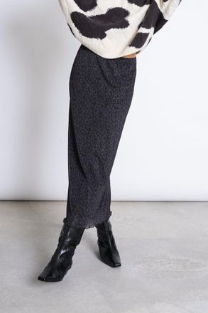JAN 'N JUNE Damen vegan Maxirock Aus Netzstoff Smuk Dunkler Leo-Print