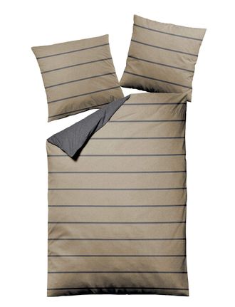 jilda-tex Biber Bettw&auml;sche Made IN Germany Melange 135x200 cm + 80x80 cm 100% Baumwolle Feinbiberbettw&auml;sche Edel-Flanell Verschiedene Gr&ouml;&szlig;en/Farben (Streifen Be