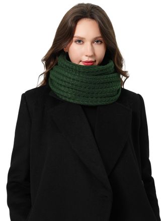 DonDon Schal Damen Winter Winterschal Strickschal Loop Schal Schlauchschal - Dunkelgrün