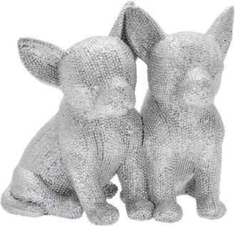 Lesser & Pavey Zwei Chihuahuas Silber Glitzer Strass Ornament Figur Dekoration Hund Liebhaber Geschenk