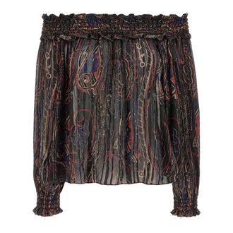 Saint Laurent Gesmokte Bluse in Lurex-Paisley-Seide - - Blouses & Shirts - Damen - Mehrfarbig - S
