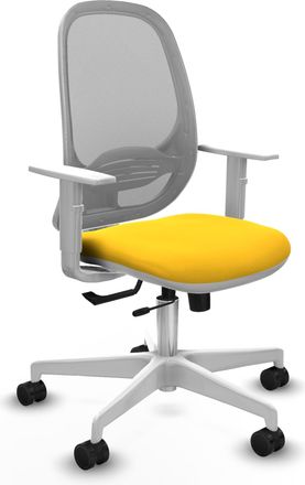 Piqueras y Crespo Stuhl aus Pc-Mesh mit wei&szlig;en Armlehnen, h&ouml;henverstellbare Lendenwirbelst&uuml;tze, ausgestattet mit Syncro/Translack und Schneideschaum, mit Rollen von 65 