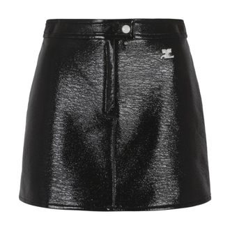 Courr&egrave;ges Femme, Jupes, Noir, Taille: 36 FR Reedition Vinyl Mini Skirt