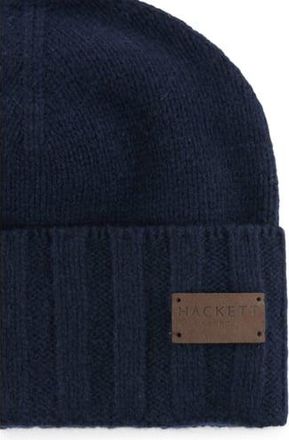 Hackett Beanie aus gerippter Kaschmirmischung in Blau