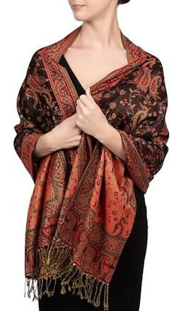 achillea &Eacute;charpe pashmina pour femme, noir/rouge, 28W x 76L