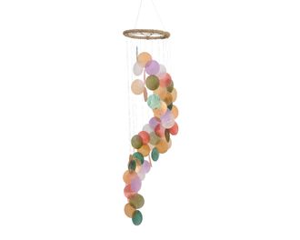 KSD Windspiel Capiz Muscheln Spirale 14x62cm Perlmutt Bunt - Muschelkette Deko f&uuml;r Balkon Fenster Terrasse Garten - Indoor & Outdoor H&auml;ngedeko - Boho Home