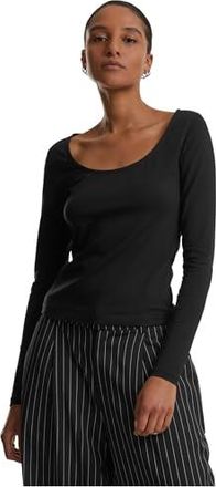 Urban Classics Haut Col Large Femme T-Shirt Manches Longues Noir S 95% Coton, 5% Élasthanne Slim Fit