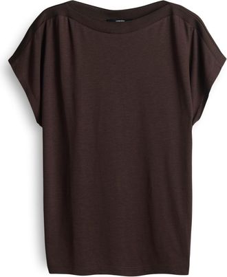 someday Damen Kurzarmshirt | KALUA Regular Jerseyshirt aus Lyocell Dark Espresso, 36