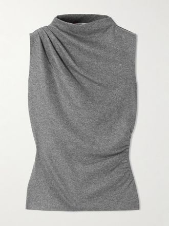 Veronica Beard Mylie Oberteil Aus Feinstrick Mit Raffungen Und Stehkragen - Grau