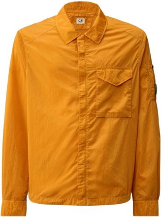 C.P. Company C.p. Company, Homme, Vestes, Orange, Taille: M Chrome-R Zipped Lens Overshirt