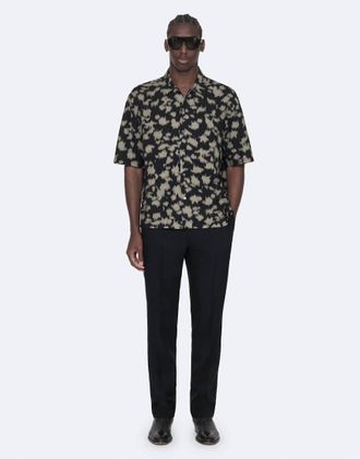 AllSaints Leo Kurzarmhemd in Schwarz/Grau