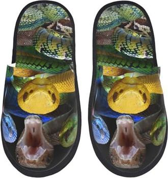 Generic Pantoufles Unisexes Imprimé Serpent Vipère Coloré Chaussons Femme Lavable Confort Pantoufles À La Maison, Pour Mariage, Fête, Intérieur Extérieur, L