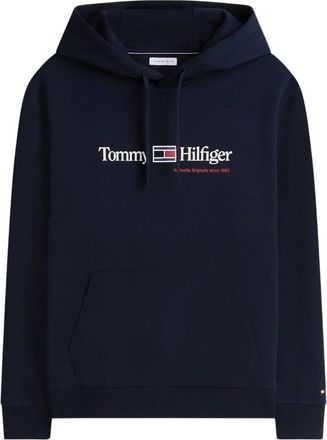 Tommy Hilfiger Homme, Sweatshirts et sweats &agrave; capuche, Bleu, Taille: S Logo Fleece Drawstring Hoody