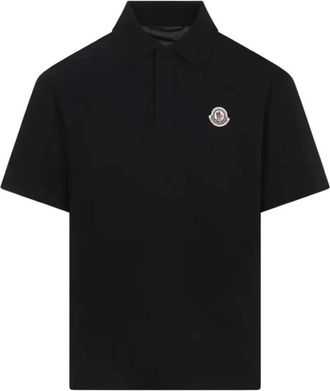 Moncler Homme, Tops, Noir, Taille: M Polo Logo en Piqu&eacute; de Coton
