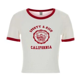 Sporty & Rich Cotton T-Shirt - - Tops - Damen - Wei&szlig; - S