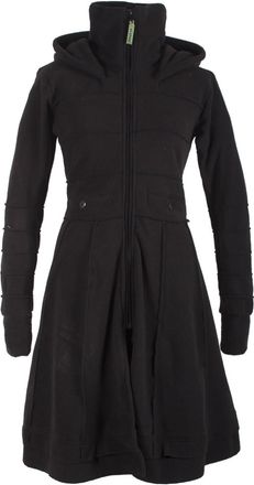 vishes Langer Fleecemantel mit Kapuze & Stehkragen in Schwarz | Gr&ouml;&szlig;e 3XL (48-50) | Handgefertigt aus 100% Polyester | Ideal f&uuml;r Herbst & Winter | Nachhaltig