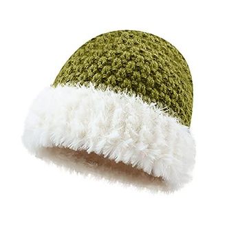 Generic Chapeau pliable fait &agrave; la main en laine chaude pour femme - Chapeau tricot&eacute; coupe-vent - Chapeau pour homme - Vert citron, a, Taille unique