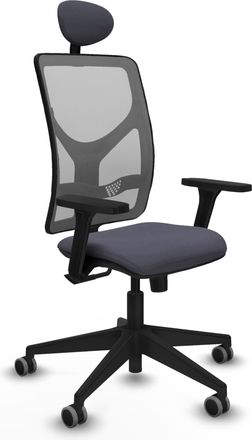 Piqueras y Crespo Grauer Schreibtischstuhl mit 3D-Armlehnen, h&ouml;henverstellbarer Lendenwirbelst&uuml;tze und festem Kopfteil, ausgestattet mit 3 Positionen und Schneideschaum
