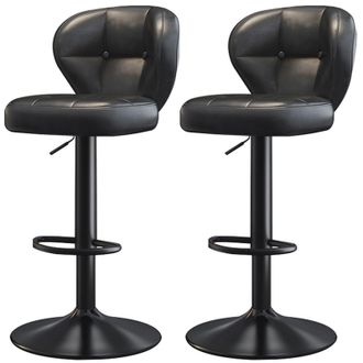 Generic Moderne Barhocker, 2Er-Set, Drehbar, mit R&uuml;ckenlehne, Metallgestell, Gepolstert, f&uuml;r K&uuml;cheninseln, 62-82 cm