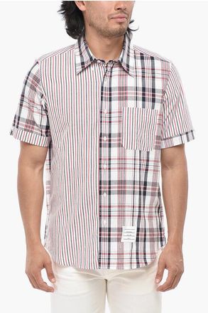 Thom Browne Madras Short-Sleeve Shirt with Button-Down Collar size L