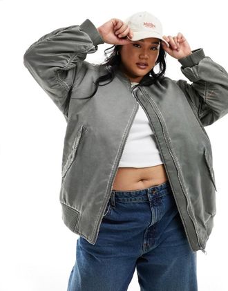 Asos Curve ASOS DESIGN Curve - Bomber oversize d&eacute;lav&eacute;-Noir