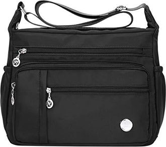 Lazzboy Femme Sac à bandoulière Messenger Bag Nylon Étanche Toile Sac Couleur unie Simple Fermeture éclair Structure multicouche