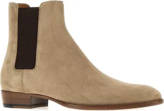 Saint Laurent Suede Chelsea Chelsea Boot - Beige