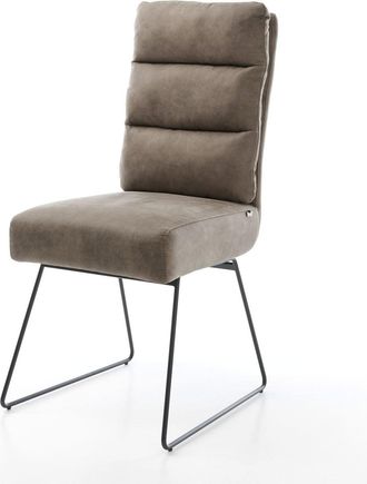 DELIFE Esszimmerstuhl Pela-Flex Mikrofaser Taupe Vintage Kufengestell Schwarz Taschenfederkern, Esszimmerstühle