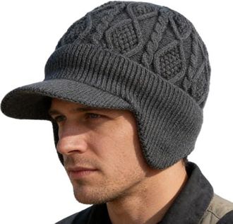 Generico Chapeau dhiver avec cache-oreilles - Bonnet en polaire tricot&eacute;, couvre-chef chaud coupe-vent &eacute;pais, design doux et confortable, &eacute;quipement dext&eacute;rieur 