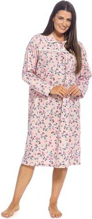 Undercover Nuisette &agrave; manches longues en flanelle de coton bross&eacute; pour femme, Fleurs roses, 38-40