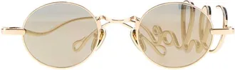 Chlo&eacute; GOLD-GOLD-GOLD Metal Round Frame Sunglasses - Gold