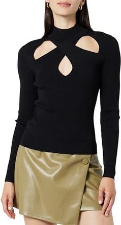 The Drop Pull pour Femme, à Col Montant, avec Découpes, Cecilia, Noir, M