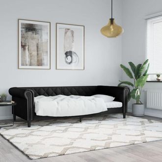 vidaXL Vidaxl - Lit de jour noir 80x200 cm en similicuir - Canap&eacute; convertible 2 en 1 - R&eacute;sistant aux taches - Design moderne et &eacute;pur&eacute;