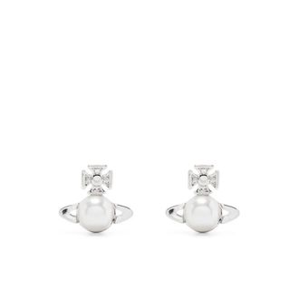 Vivienne Westwood Femme, Accessoires, Gris, Taille: ONE Size Boucles doreilles perles et logo Orb
