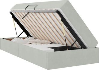 vidaXL Aufbewahrungsbett mit Matratze Hellgrau 100 x 200 cm Samt vidaXL