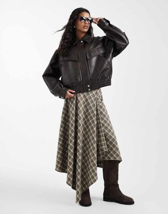 Asos Jupe longue &agrave; carreaux avec ourlet en pointe-Multicolore