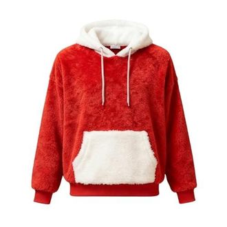 Generic Veste de Noël légère en satin pour femme - Ensemble de Noël assorti - Doux pour hommes, femmes, adultes et enfants - Cadeau de Noël, Rouge, 5XL
