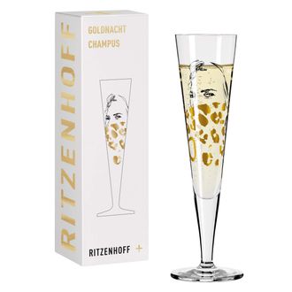 Ritzenhoff 1078281 Champagnerglas 200 ml - Serie Goldnacht Nr. 11 - Edles Designerstück mit Echt-Gold - Made in Germany