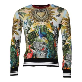 Dolce & Gabbana Jungle Print Seiden Pullover Sweater - - Knitwear - Herren - Mehrfarbig - S