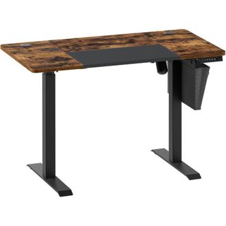 Songmics Bureau &Eacute;lectrique R&eacute;glable en Hauteur, 120 x 60 cm, 4 Hauteurs M&eacute;morisables, Marron Rustique