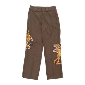 Market Braune Flight Hose mit Oversized Stickerei - - Trousers - Herren - Braun - XL