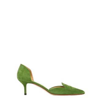Francesco Russo Gr&uuml;ne Wildleder DOrsay Abs&auml;tze mit Penny-Riemen - - Shoes - Damen - Gr&uuml;n - 35 EU