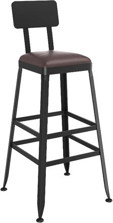 Generic Barhocker im industriellen Vintage-Stil, hohe K&uuml;cheninsel-Barhocker mit R&uuml;ckenlehne und Metallbeinen, ideal f&uuml;r ESS- und Wohnzimmer, 66/76 cm (26/30 Z