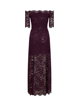 Paco Rabanne Womens Layered Lace Long Dress Magenta Purple Polyamide