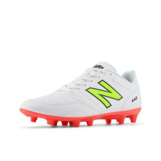 New Balance Herren 442 Academy Fg V2 Fu&szlig;ballschuh, Wei&szlig;/Energy Red/Hi-lite, 45 EU