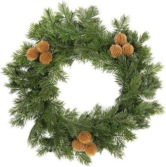 Generic Couronne artificielle ronde dext&eacute;rieur verte pour d&eacute;coration de porte dentr&eacute;e et de chemin&eacute;e, mat&eacute;riau en PVC garantissant une utilisation r&eacute;sistante 