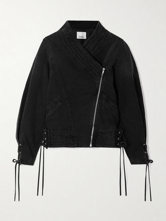 Isabel Marant Edina Jeansjacke Mit Schn&uuml;rungen - Schwarz